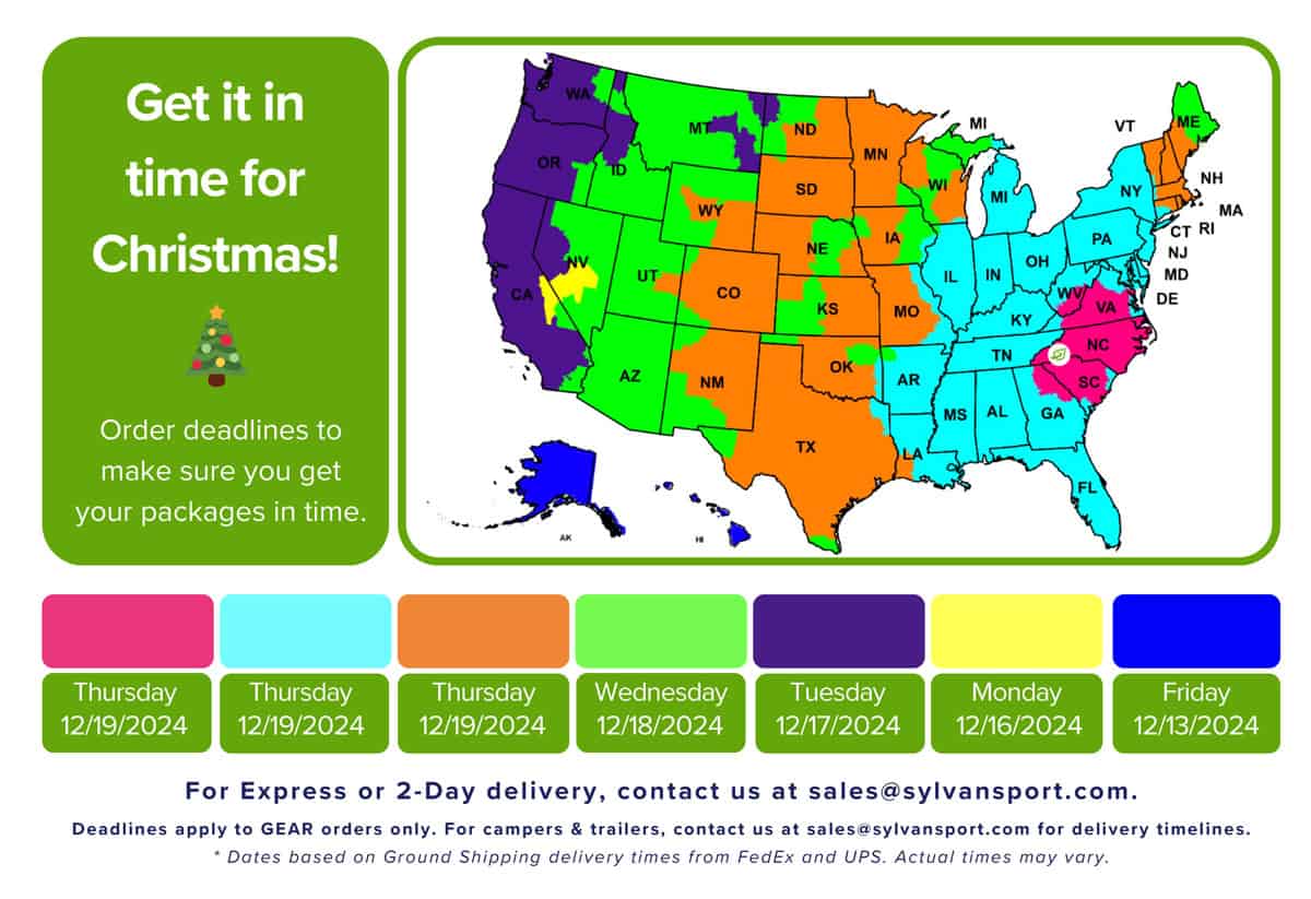 Holiday Shipping Schedule - SylvanSport